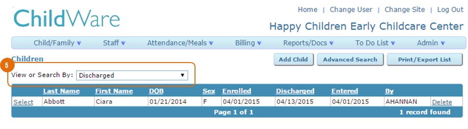 Discharging a Child | ChildWare